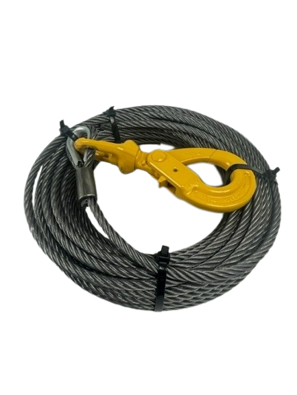 3/8" x 75' Steel Core Winch Cable w/ Self Locking Swivel Hook – Safe 'N ...