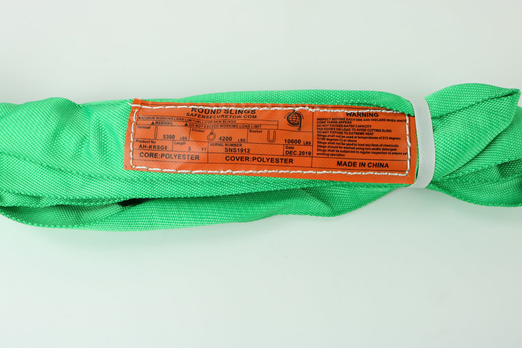 Green 8 Ft Round Sling – Safe 'N Secure LLC